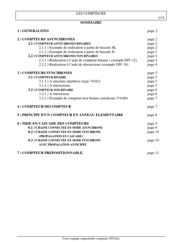 Guide des Compteurs Asynchrones et Synchrones | PDF | Électronique numérique | Ingénierie des ...