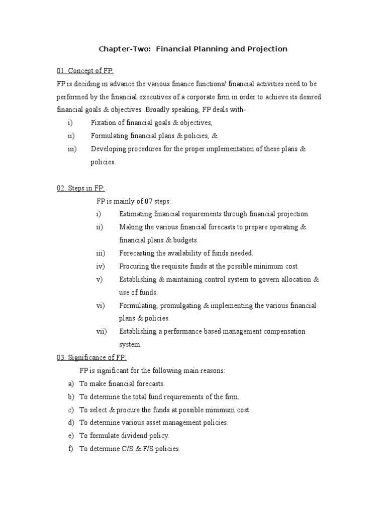 Chapter-Two: Financial Planning and Projection | PDF | Income Statement ...