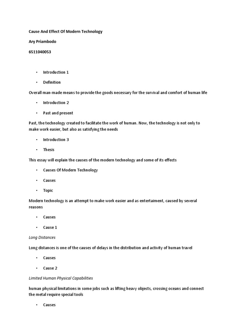 Causes and Effects of Modern Technology | PDF | Prefrontal Cortex ...