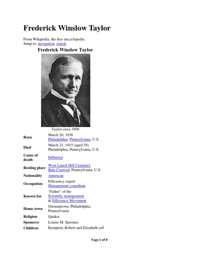 Frederick Winslow Taylor, Father of Scientific Management | PDF | Business