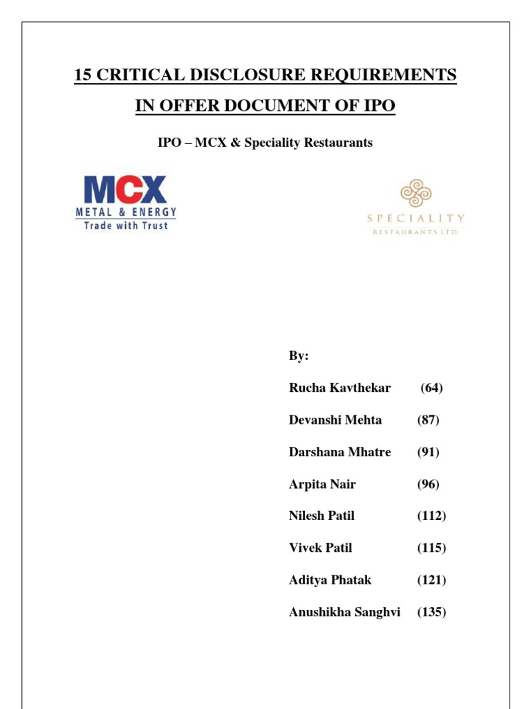 Group 1 Disclosures in IPO | PDF | Initial Public Offering | Secondary ...