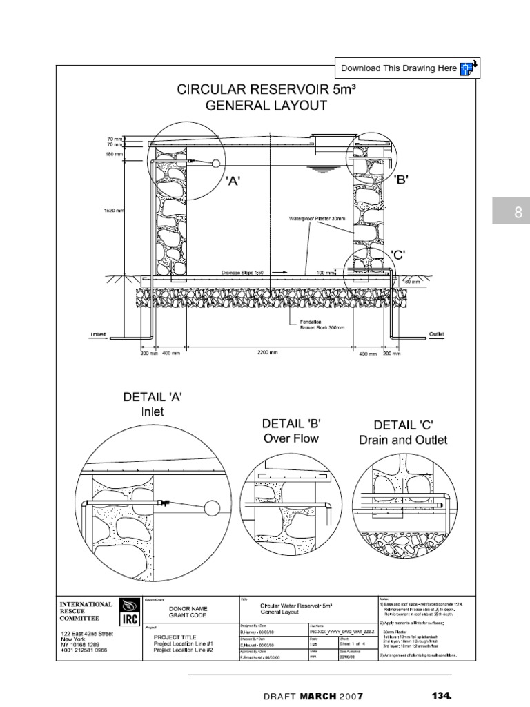 Circular Water Reservoir Design Guide | PDF | Masonry | Concrete