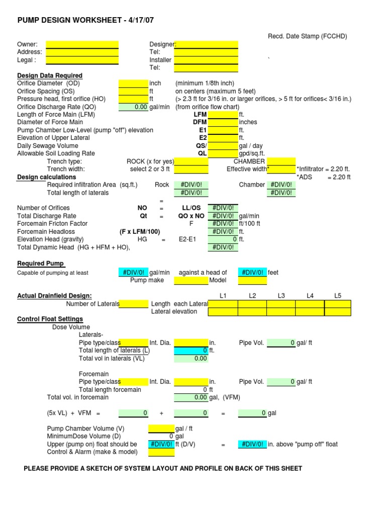 Pump Design Worksheet | PDF
