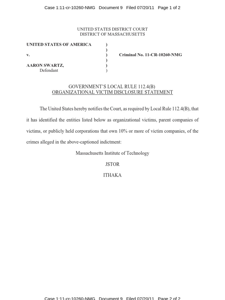 Organizational Victim Disclosure Statement | PDF