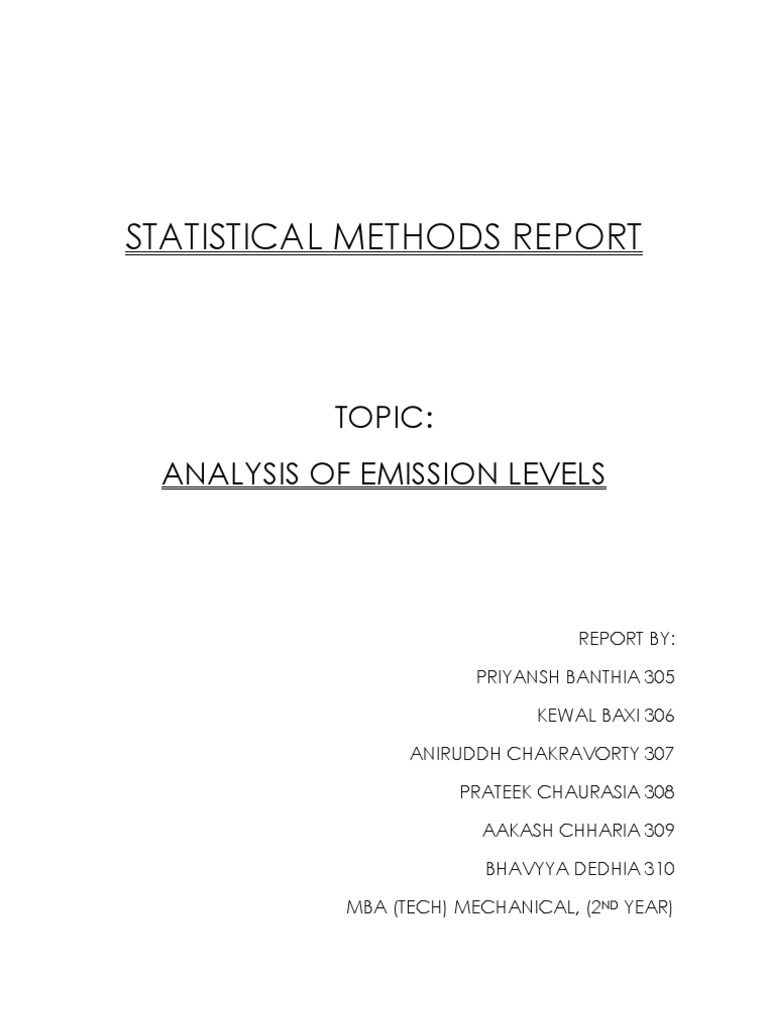 Statistical Methods Report: Topic: Analysis of Emission Levels | PDF | Confidence Interval ...