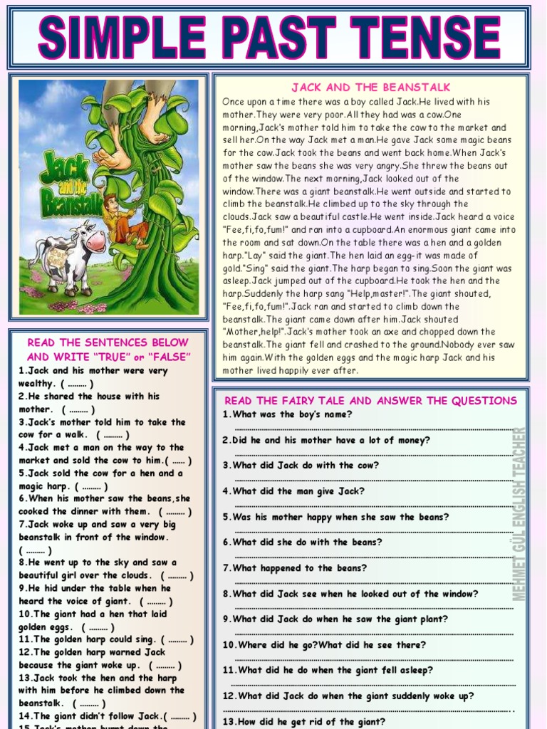 Simple Past Tense Jack and The Beanstalk 1 | PDF | Jack And The Beanstalk