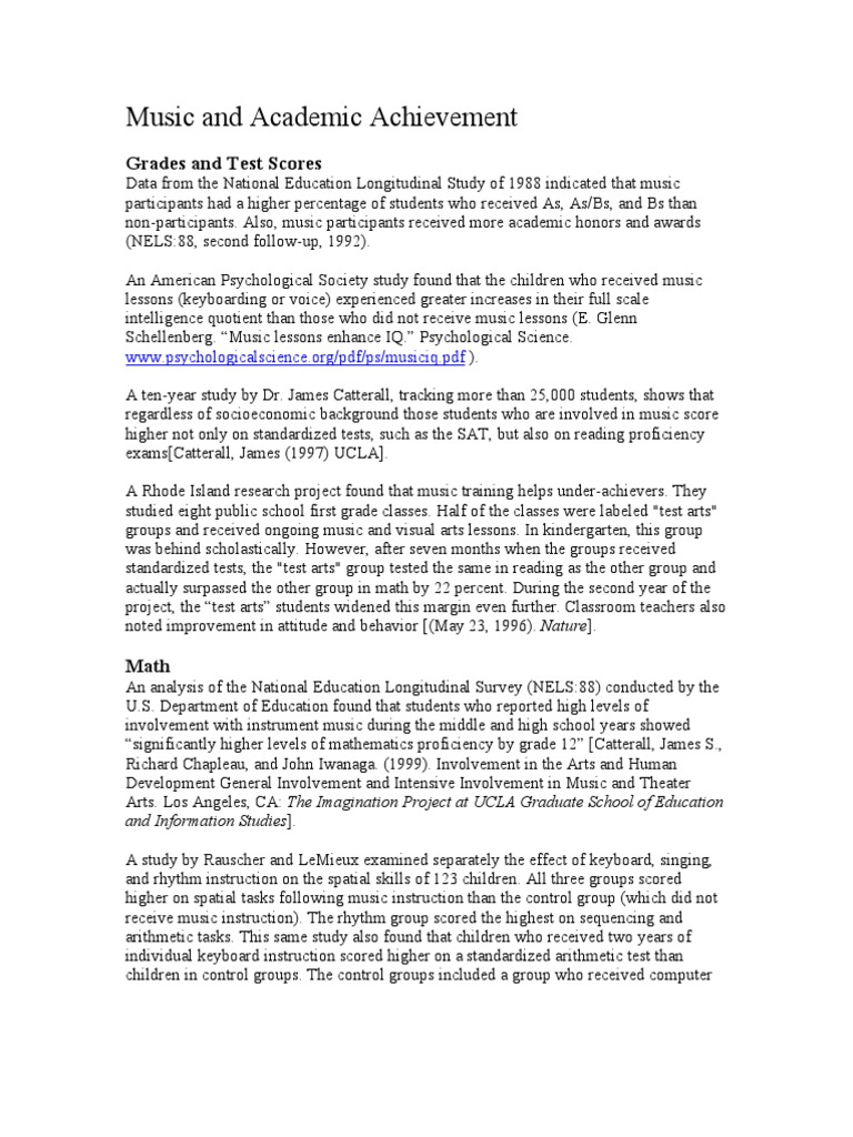 Impact of Music on Academic Success | PDF | Music Education ...