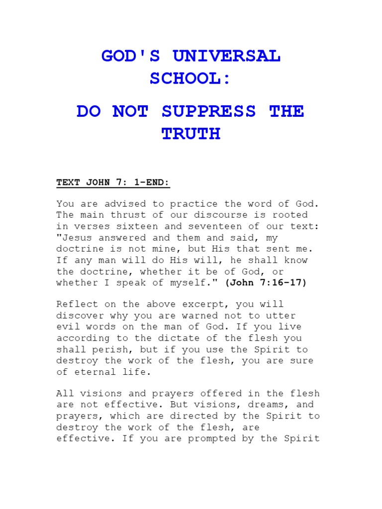 Shunning Sin and Suppressing the Truth: A Call to Embrace God's Wisdom ...