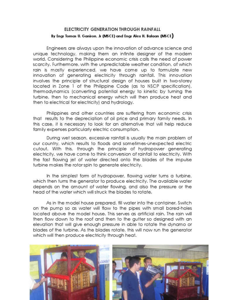Generating Electricity from Rainfall | PDF