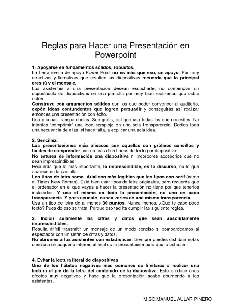 Reglas para Diapositivas Efectivas en PowerPoint | PDF | Microsoft ...