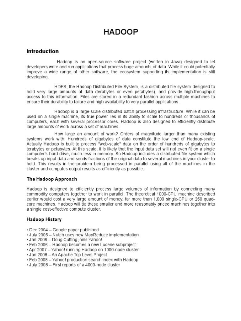 The Hadoop Approach | PDF | Apache Hadoop | File System