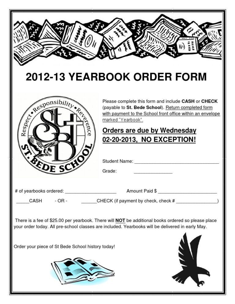 St. Bede School Yearbook Order Form | PDF | Career & Growth | Business