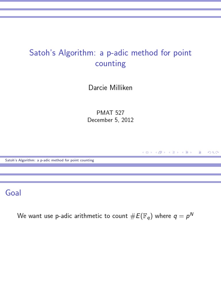 Satoh's Algorithm: A P-Adic Method For Point Counting: Darcie Milliken | PDF | Abstract Algebra ...