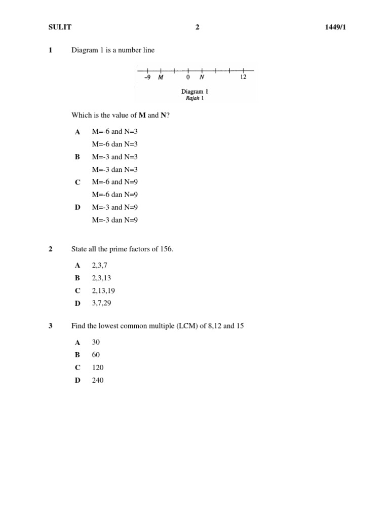 Mathematics Form 3 Trial Paper 1 | PDF | Geometry | Elementary Geometry