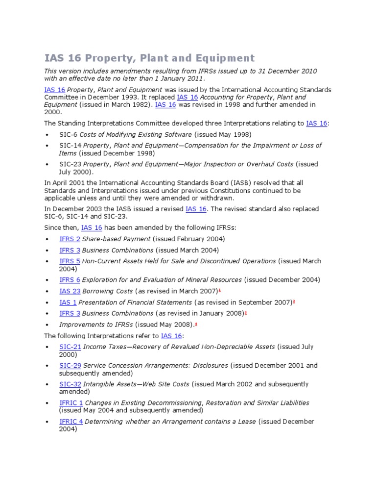 IAS 16 Property, Plant and Equipment | PDF | International Financial ...