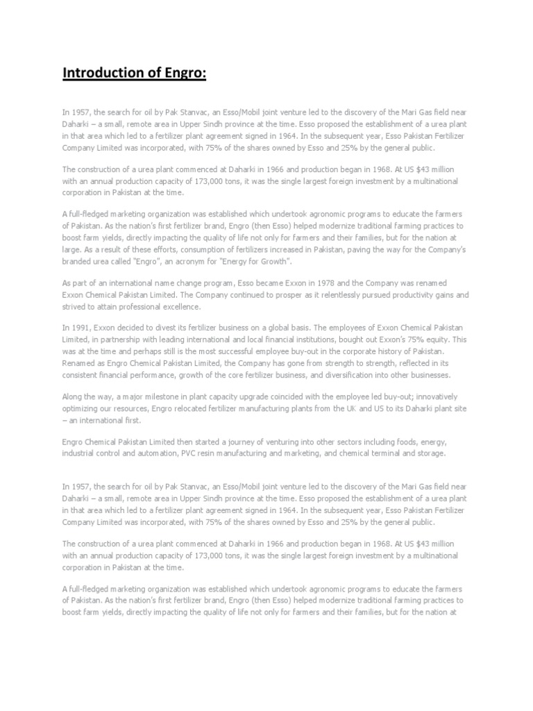 Introduction of Engro | PDF | Economies | Business