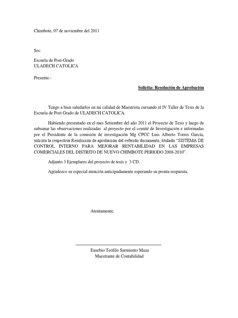 Carta de Presentacion de Tesis | PDF