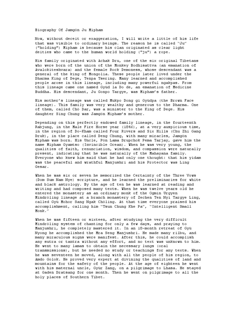 Biography of Jamgön Ju Mipham | PDF | Nyingma | Nāstika