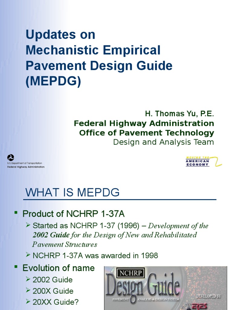 Updates On Mechanistic Empirical Pavement Design Guide MEPDG | Download ...