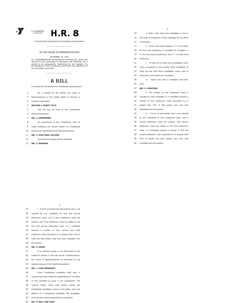 A Bill: in The House of Representatives | PDF | Voting | United States ...