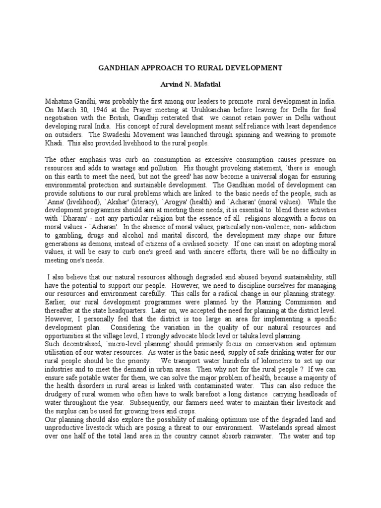 Gandhian Economics | PDF | Mahatma Gandhi | Sustainability