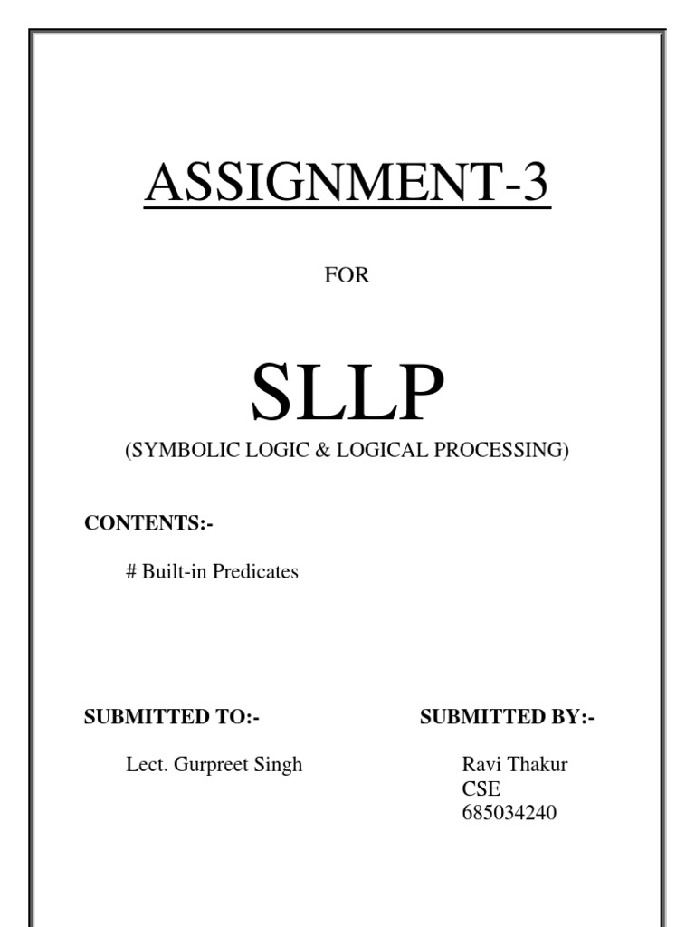 An Overview Of Built In Predicates In Prolog For Symbolic Logic And Logical Processing Pdf