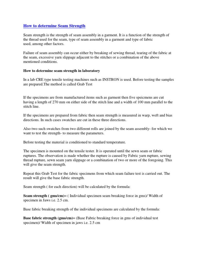 How To Determine Seam Strength | PDF