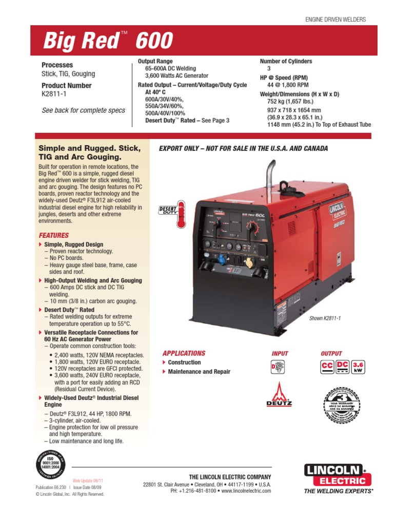 Big Red 600 | PDF | Alternating Current | Welding