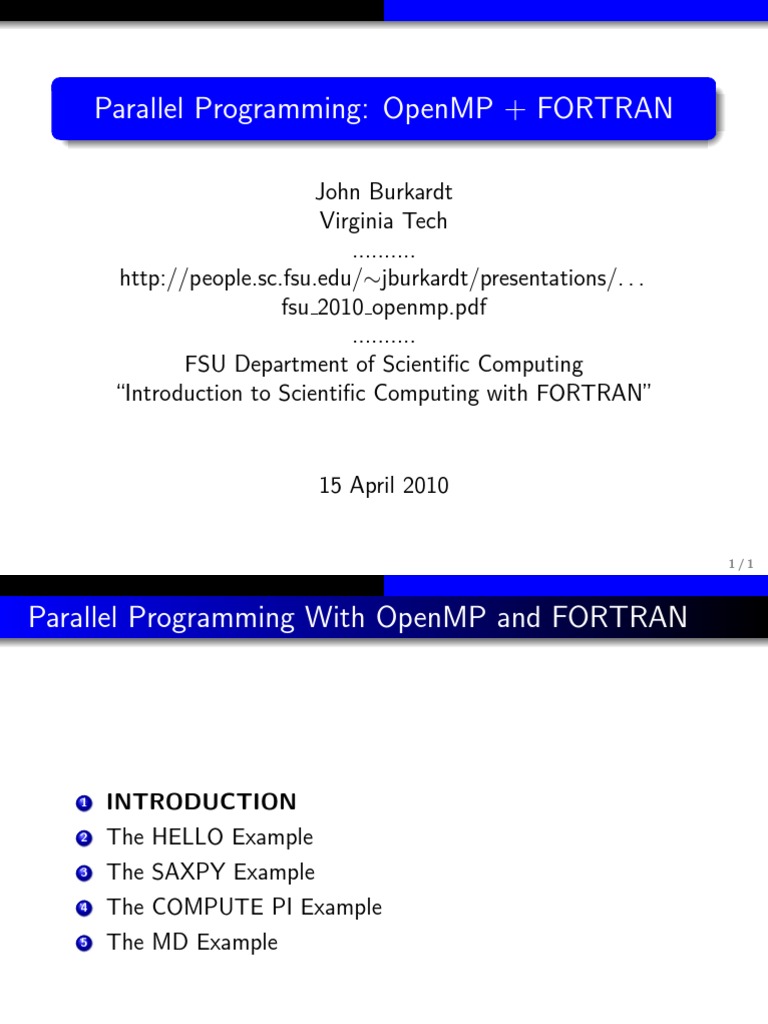 Fsu 2010 Openmp | PDF | Parallel Computing | Computer Program
