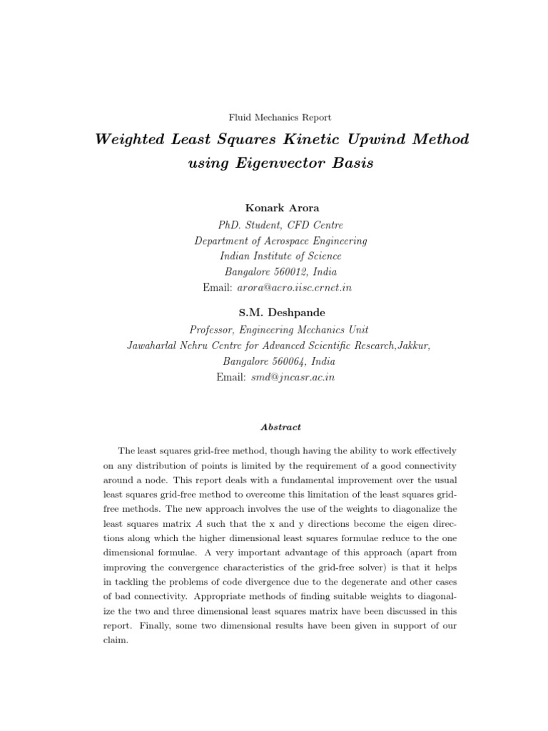 Weighted Least Squares Kinetic Upwind Method Using Eigen Vector Basis | Download Free PDF ...