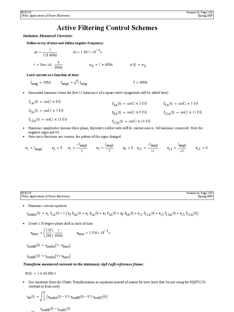 Active Filtering Control Schemes: Imitation Measured Currents | PDF ...