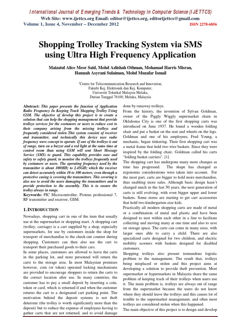Shopping Trolley Tracking System Via SMS Using Ultra High Frequency ...