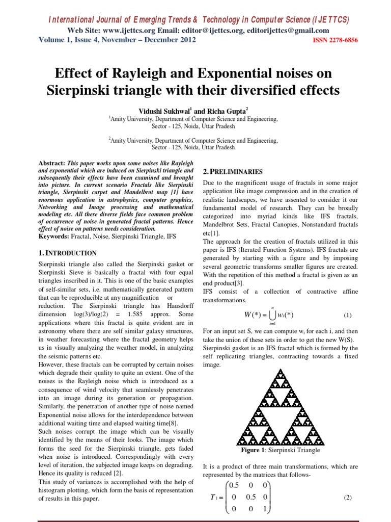 Effect of Rayleigh and Exponential Noises On Sierpinski Triangle With ...