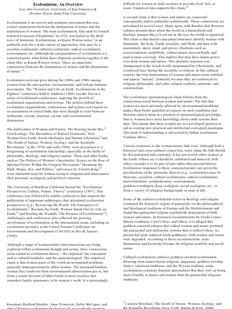 Ecofeminism Pdf Ecofeminism Feminism