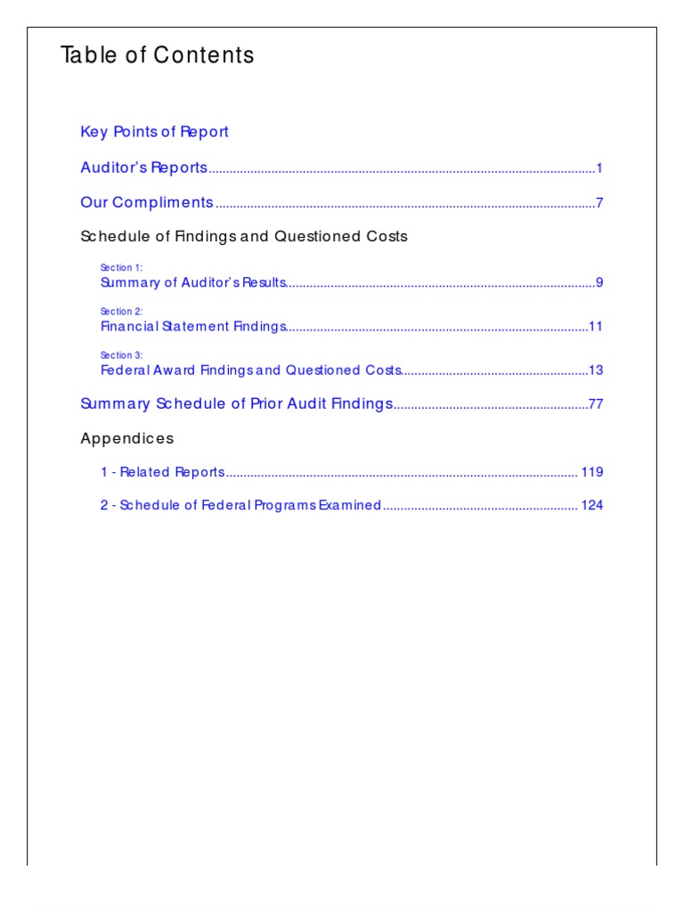Key Findings and Recommendations from the 1999 Statewide Single Audit ...