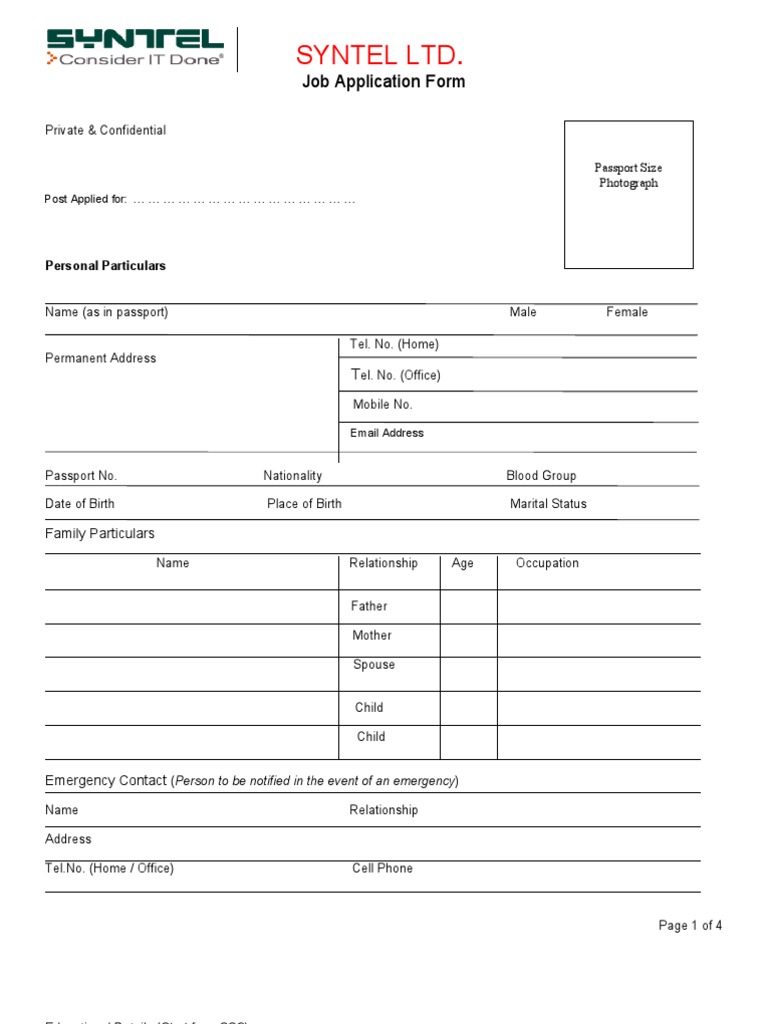 Job Application Form | PDF | Employment | Social Institutions