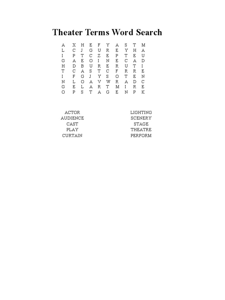 Theater Terms Word Search | PDF