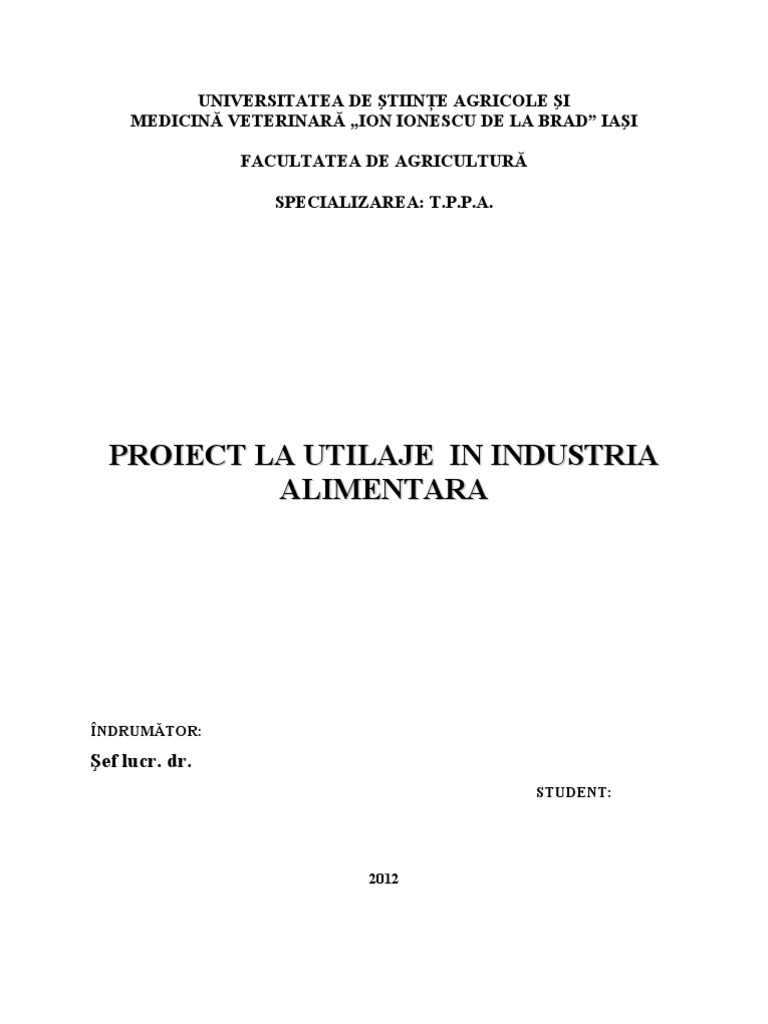 Proiect Utilaje . | PDF