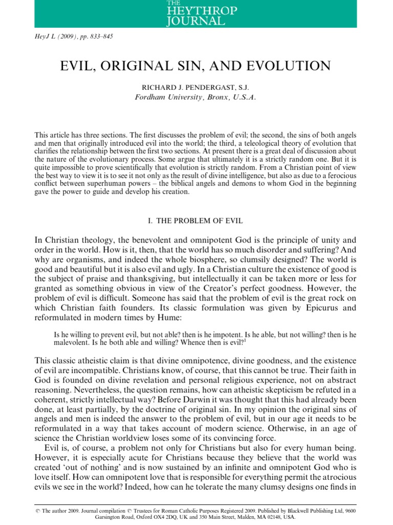 Evil, Sin, and Evolution Theory | PDF | Problem Of Evil | Evil