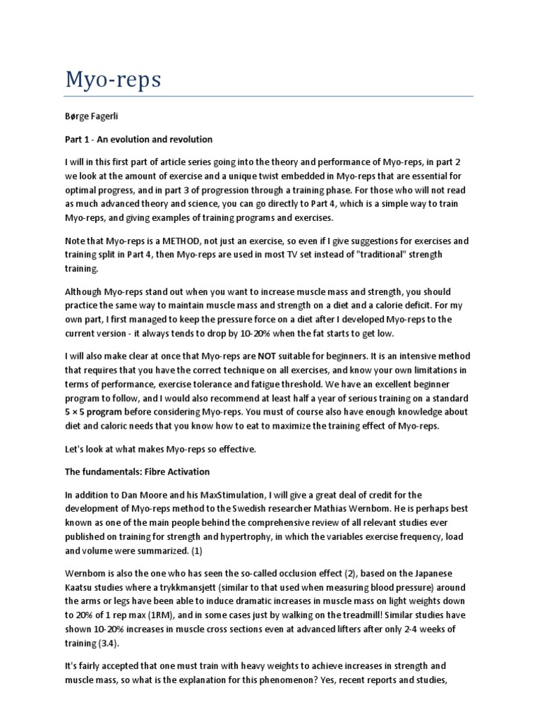 Myo Rep Training | PDF | Muscle Hypertrophy | Muscle