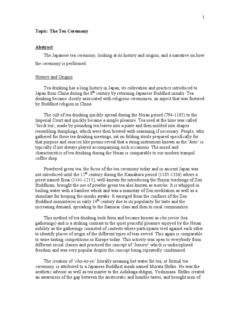 Essay On The Japanese Tea Ceremony | PDF | Japan | Hot Drinks