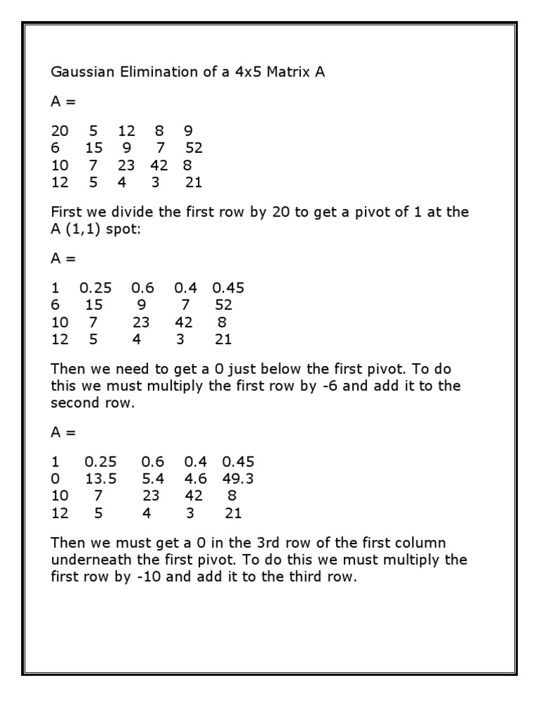 Gaussian Elimination of A 4x5 Matrix A | PDF | Discrete Mathematics ...