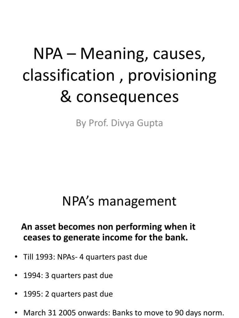 Npa | PDF | Banks | Loans
