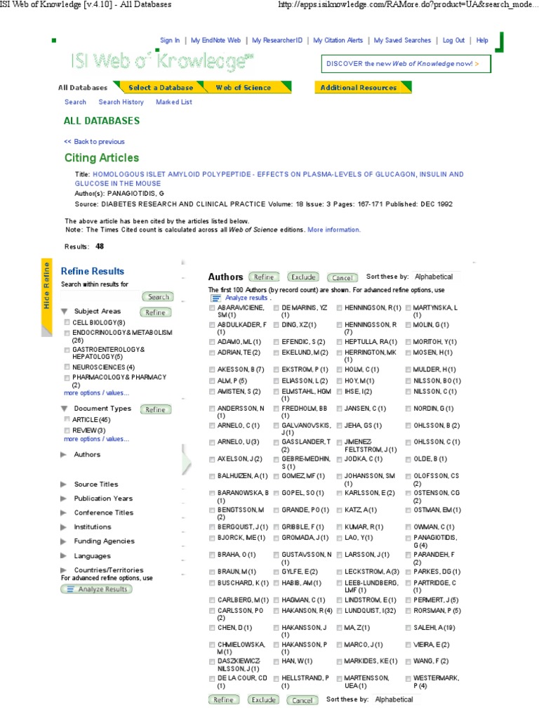 ISI Web of Knowledge (v.4.10) - All Databases PDF | PDF | Information ...