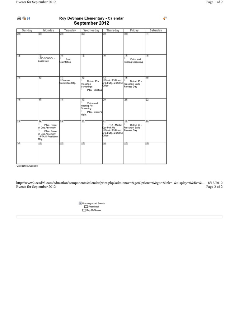Roy de Shane September Calendar | PDF