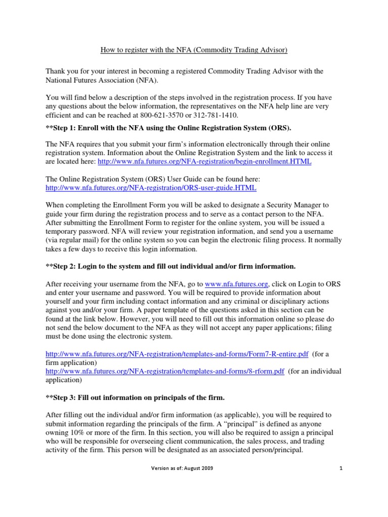 NFA Registration Guide for CTAs | PDF | Test (Assessment) | Business