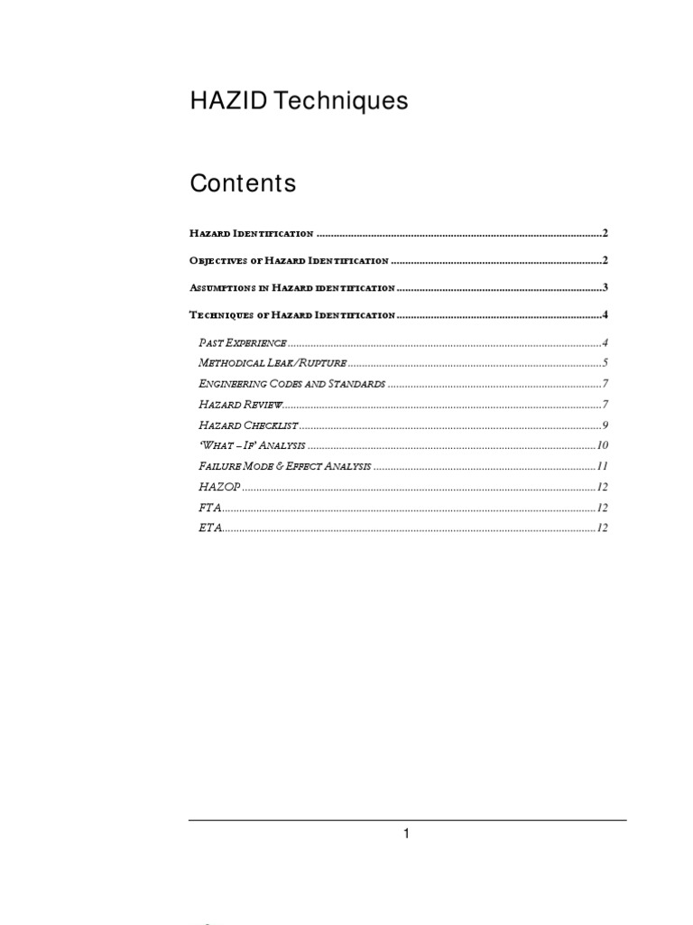 HAZID Techniques for Risk Assessment | PDF | Hazards | Risk Assessment