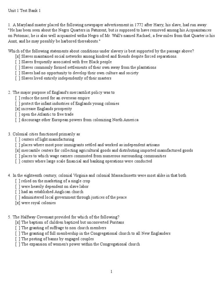 Ultimate Unit 1 Questions | Download Free PDF | Thirteen Colonies | Slavery