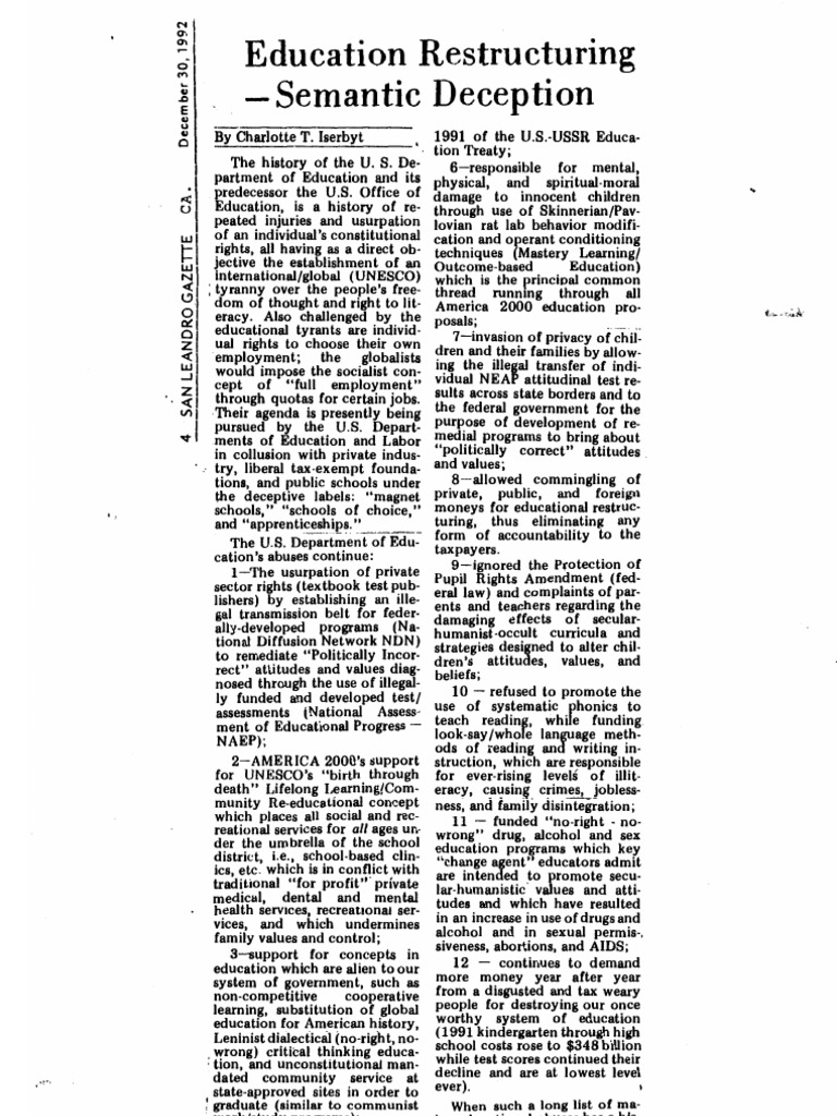 Education Restructuring - Semantic Deception: Eau U0 | PDF | Employment ...