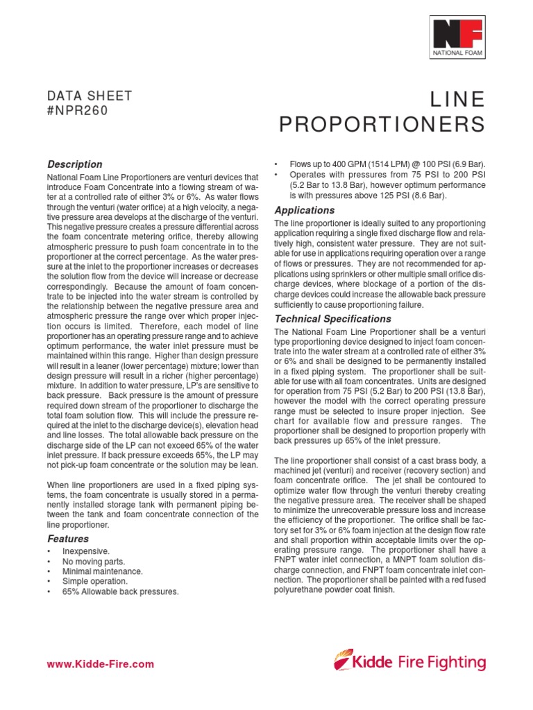 National Foam NPR260-LineProp - Rev.D | PDF | Foam | Liquids